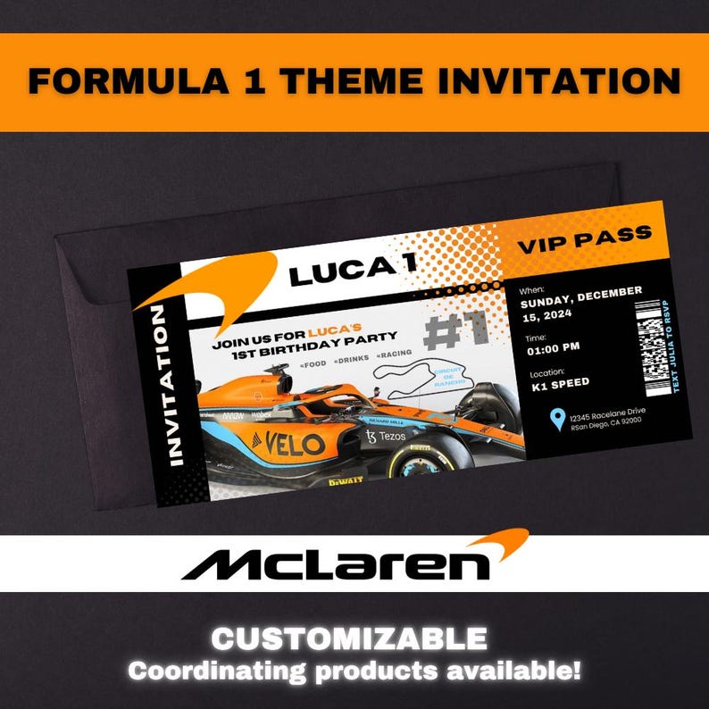 Custom Mclaren Formula 1 VIP Pass (digital Download) - Etsy