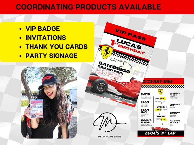 Ferrari F1 Birthday Invitation: VIP Pass, Editable (digital Download ...