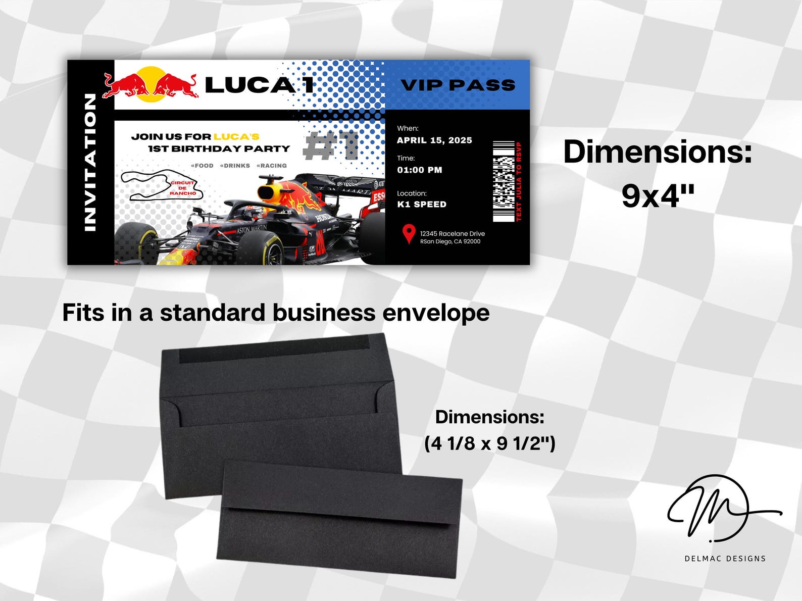 Formula 1 Red Bull Theme Invitation - Instant Download & Editable ...