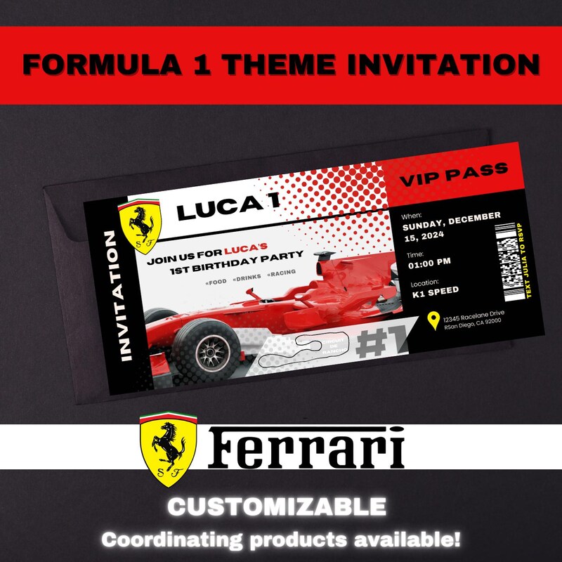 Ferrari Invitation - Etsy