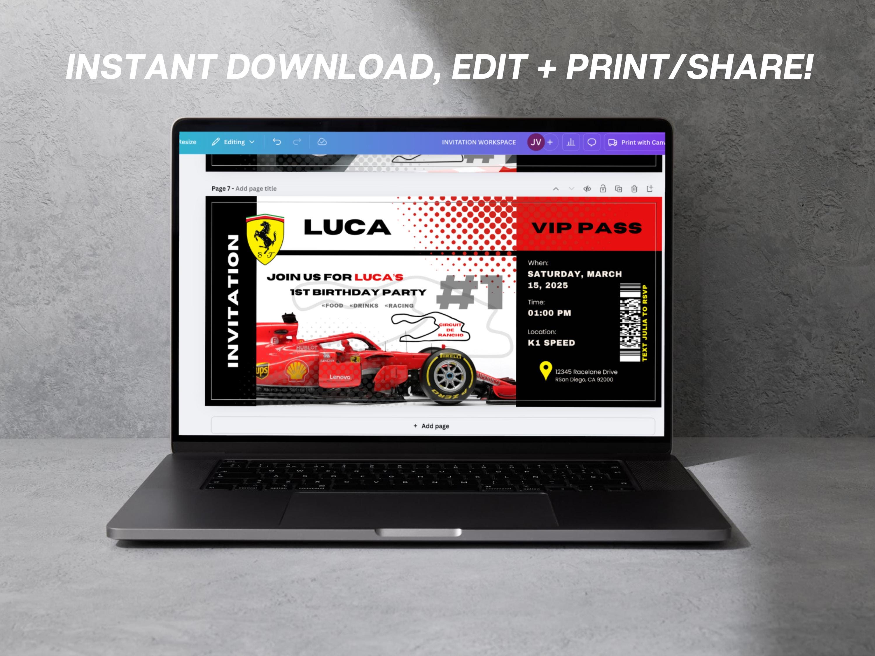 Formula 1 Red Bull Theme Invitation - Instant Download & Editable ...