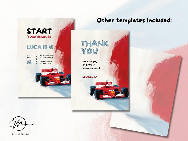 Editable Formula 1 Birthday Invitation Template – Customizable Racing ...