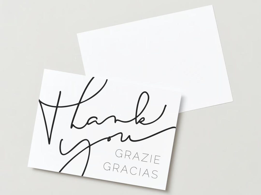 Minimal & Modern Multilingual Thank You Card Digital Download - English ...