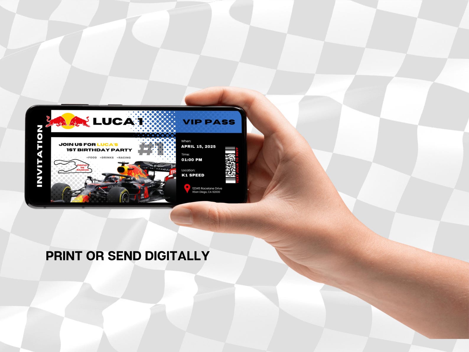 Formula 1 Red Bull Theme Invitation - Instant Download & Editable ...