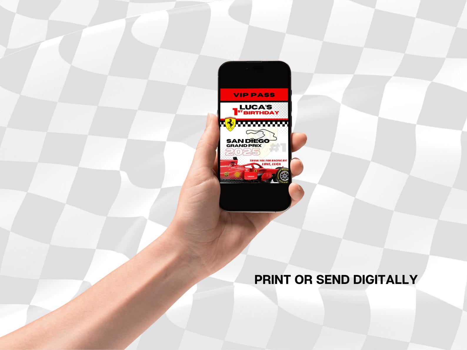 Customizable Formula 1 Ferrari-themed VIP Badge | First Birthday ...