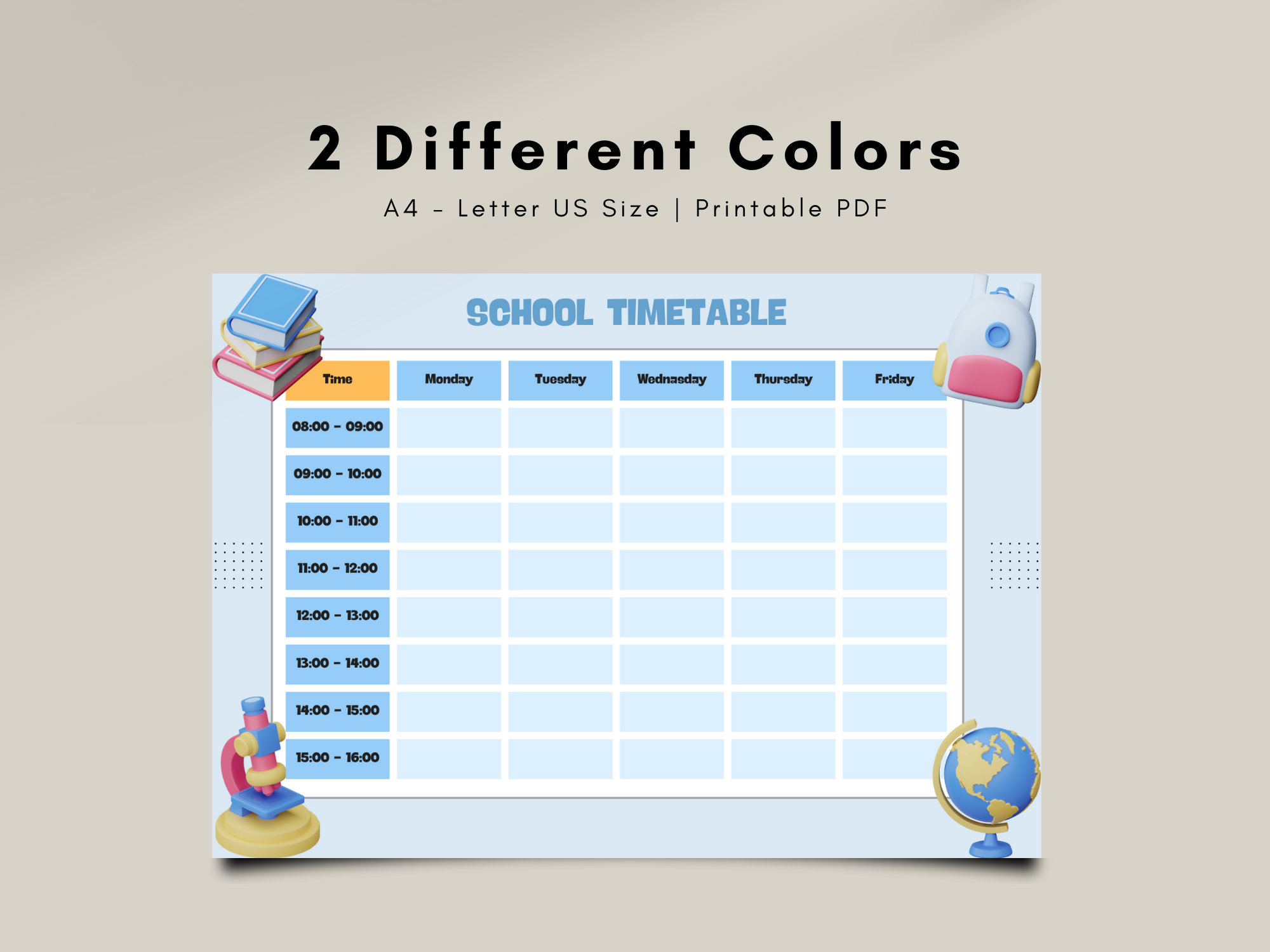 Minimalistic School Timetable Printable Landscape Habit Tracker ...