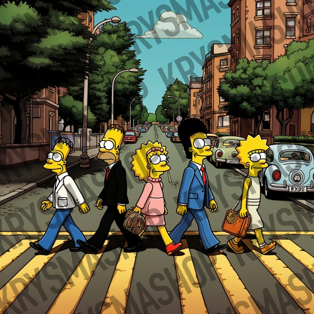Beatles Abbey Road Simpsons Cartoon Style - Etsy