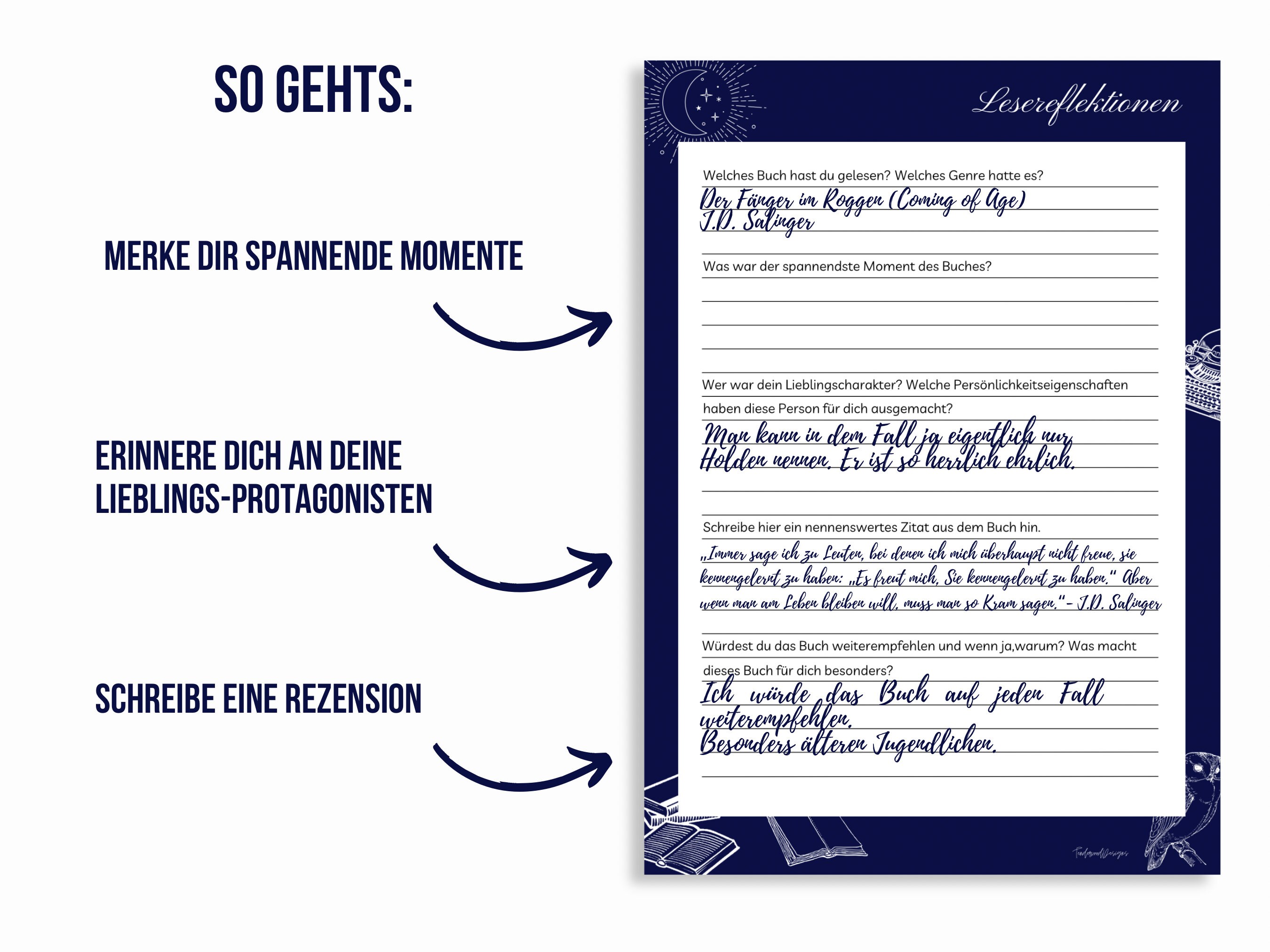 Digitales Lesetagebuch Lesejournal Deutsch Vorlage Journal - Etsy