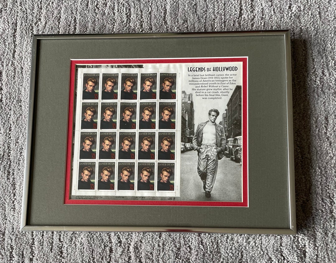 Framed James Dean USPS Postage Stamps. Legends of Hollywood Series No ...