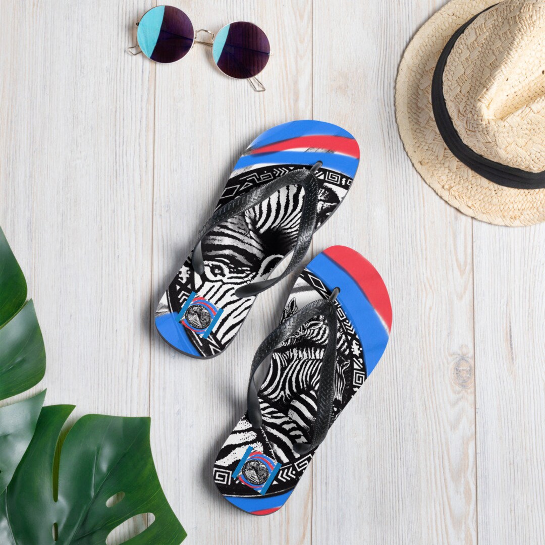 Zebra Haven Flip Flops Original Art Abstract Art Spell Art - Etsy