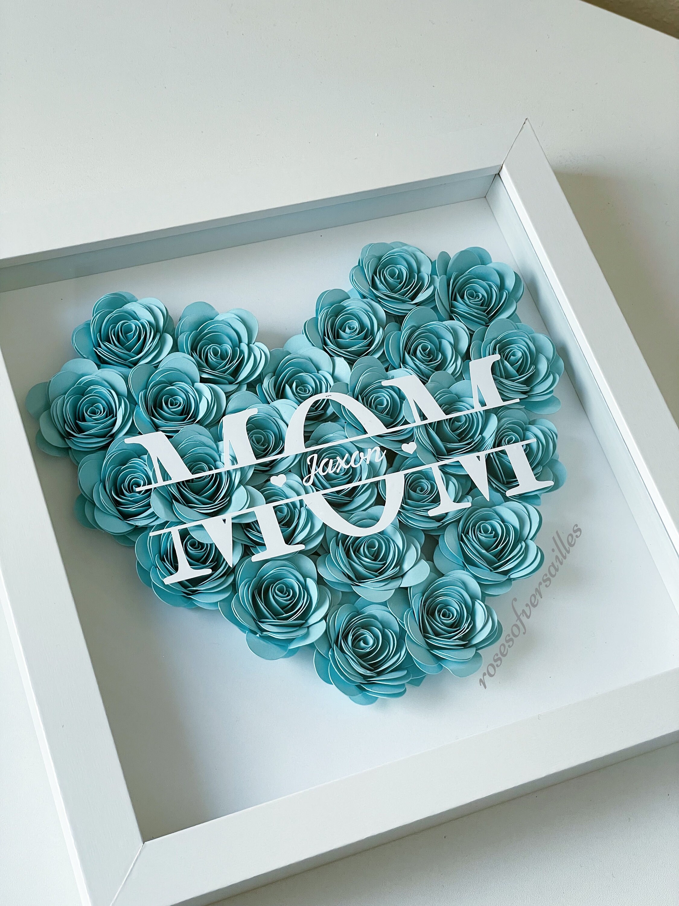 Solid Heart Flower Box | Paper Rose Shadow Box | Customized Gift for ...