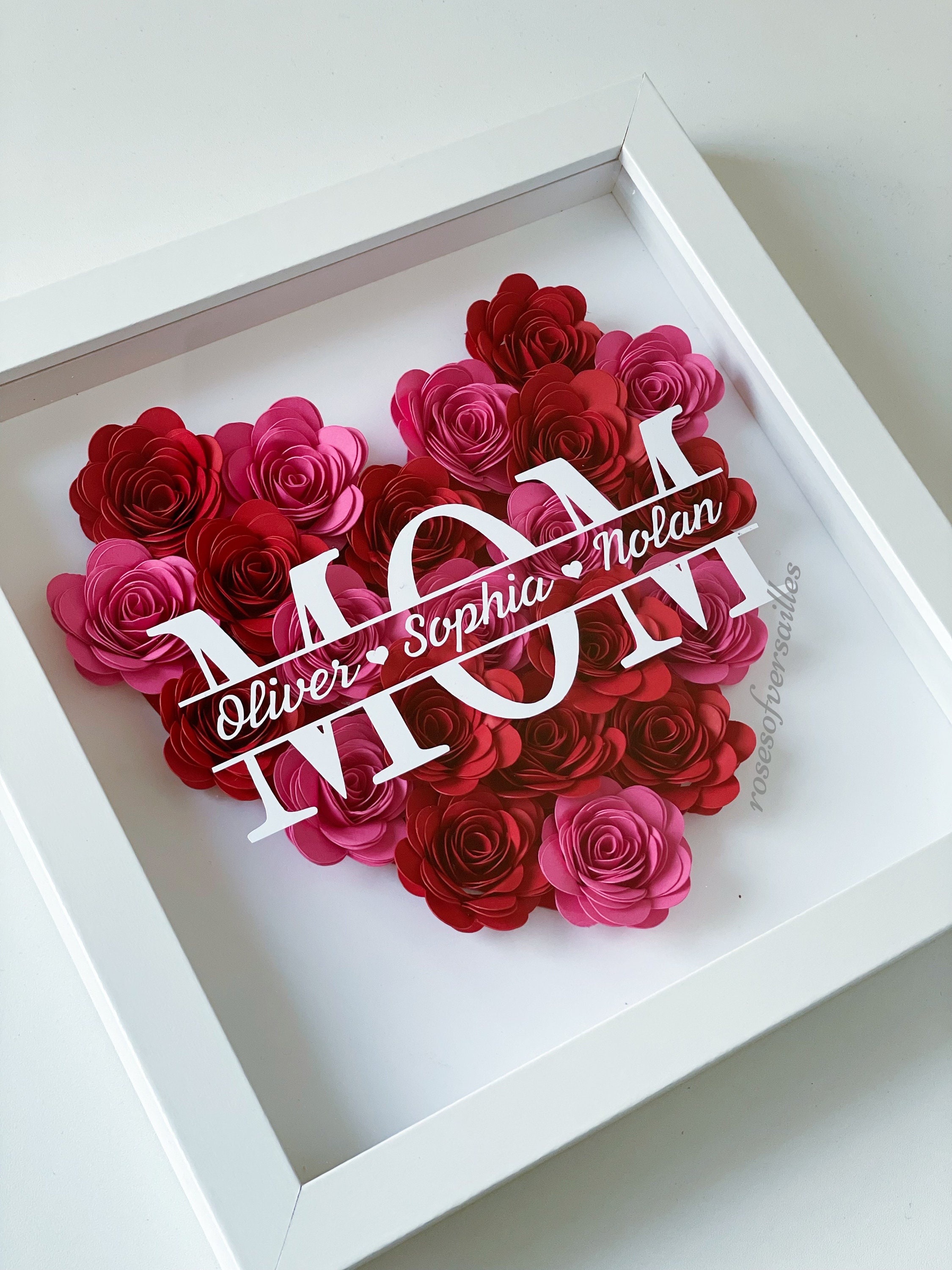 Solid Heart Flower Box | Paper Rose Shadow Box | Customized Gift for ...