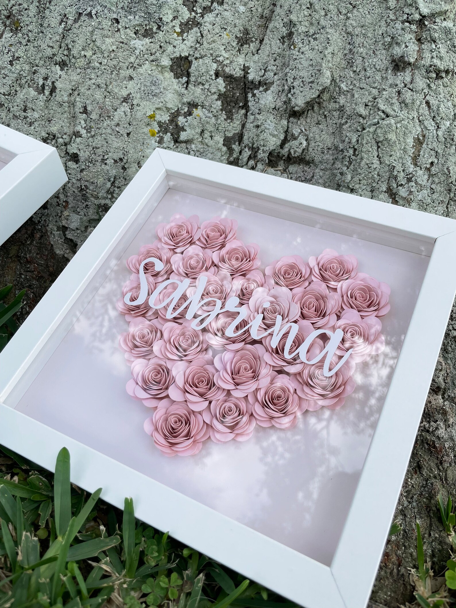Solid Heart Flower Box Paper Rose Shadow Box Customized - Etsy