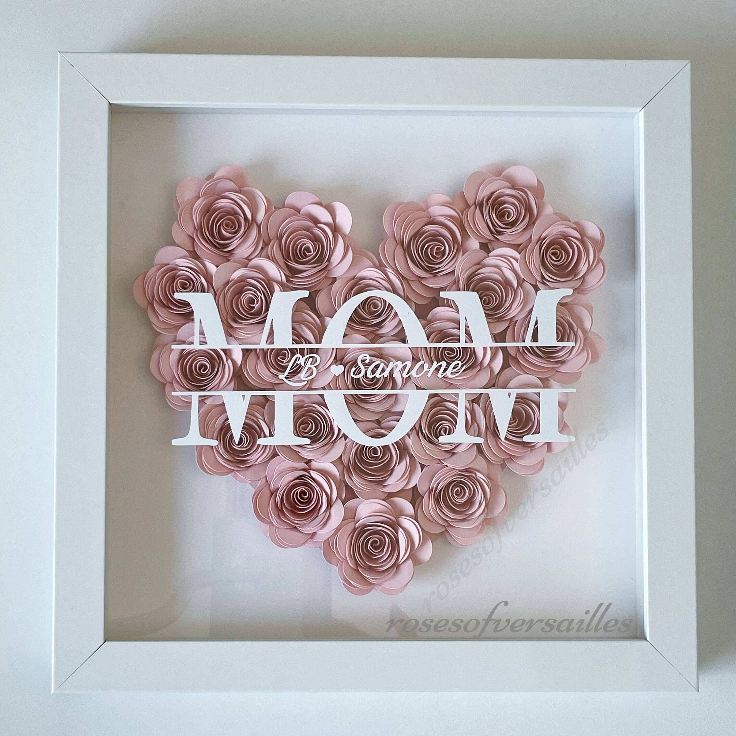 Solid Heart Flower Box | Paper Rose Shadow Box | Customized Gift for ...
