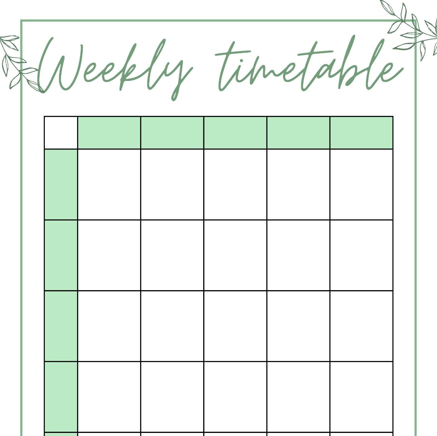 Weekly Timetable Printable Timetable Instant Download A4 or - Etsy ...
