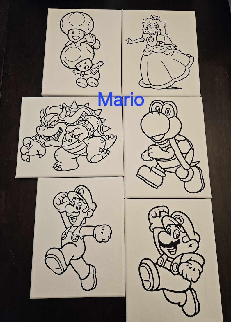 Kid's Canvas Paint Kit- Super Mario - Etsy