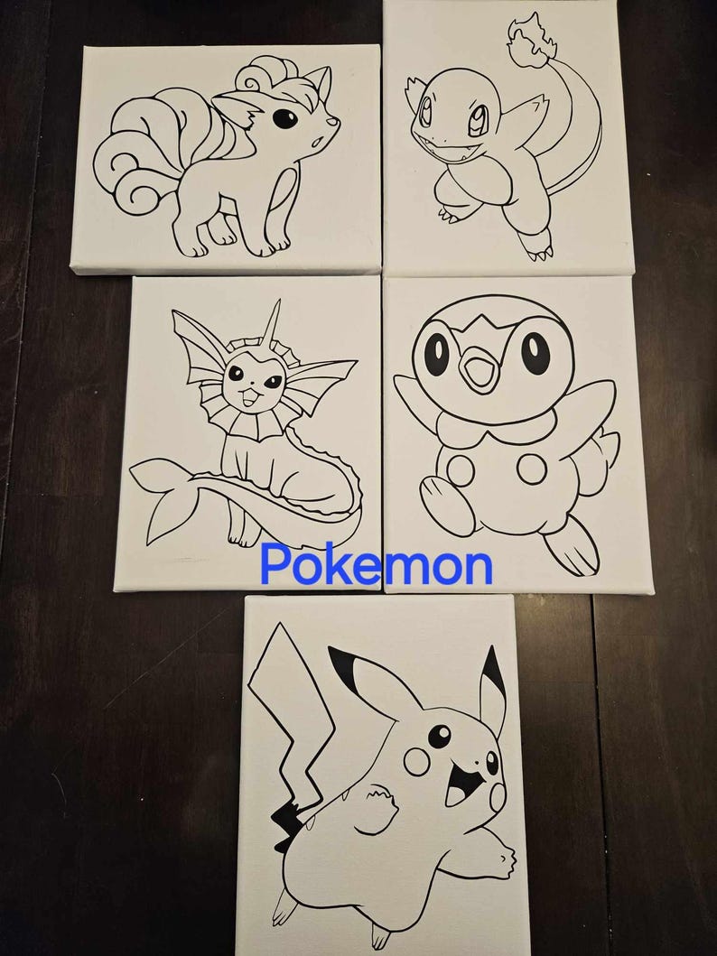 Kid's Canvas Paint Kit- Pokemon 1 - Etsy