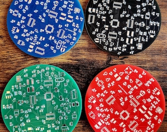 Set of 4 Slate Coasters With Circuit Board PCB Design – 4"x4" Geek Chic ...