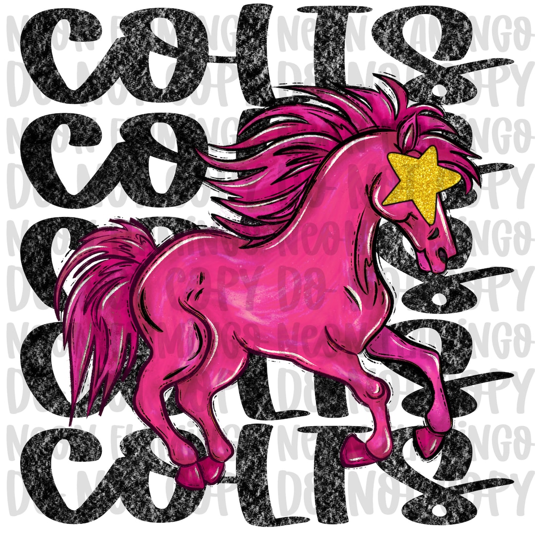Colts Preppy Pink Mascot DTF Football Mascot Direct to Film Mustangs ...