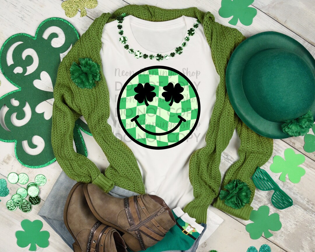 Shamrock Face DTF Transfer: St. Patrick's Day Design - Etsy
