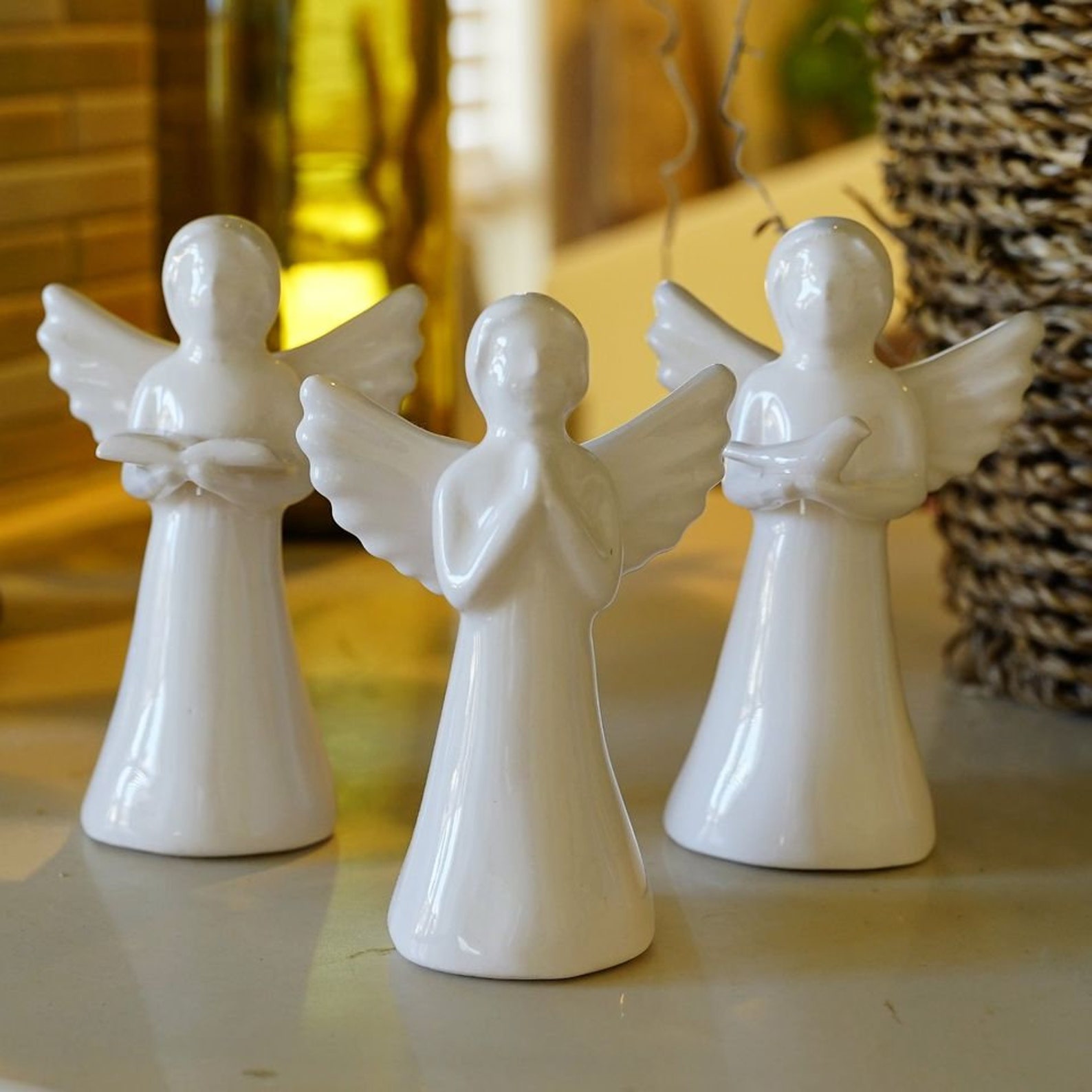 Ceramic Angel Figurines in 3 Different Forms: Praying, Reading, Holding ...
