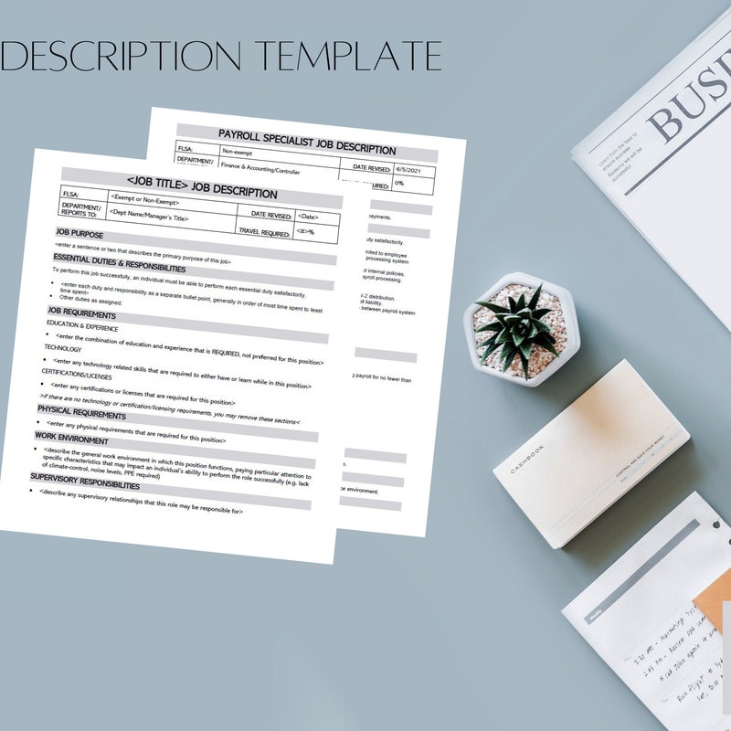 Job Description Template - Etsy