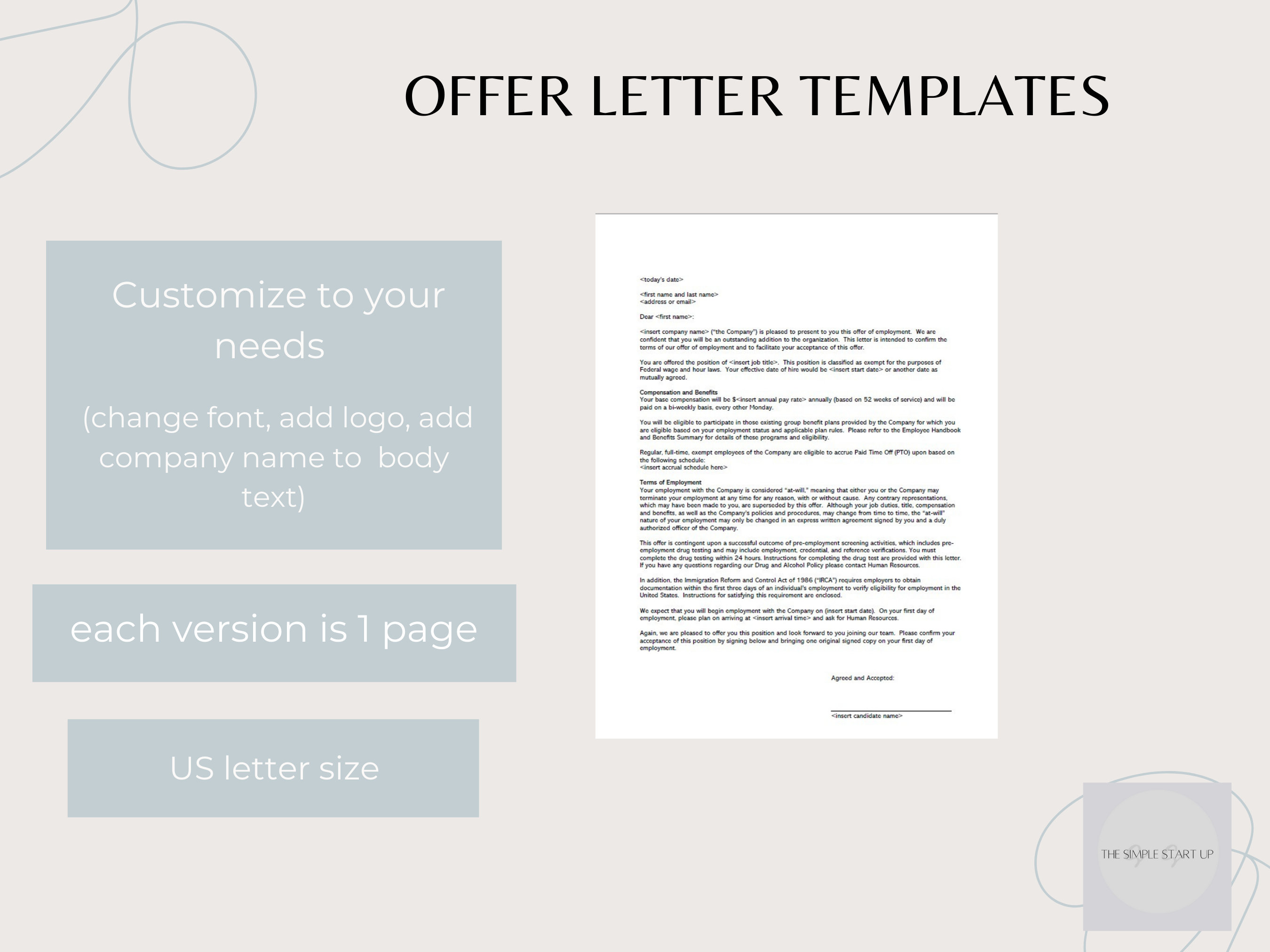 OFFER LETTER TEMPLATES & Sample - Etsy