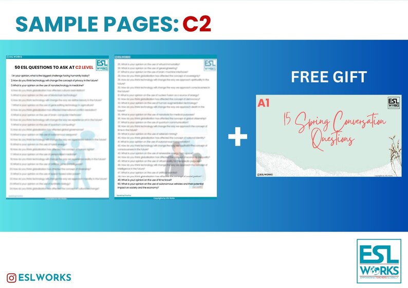 50 ESL QUESTIONS C2 Level Speaking Practice Ideal for Online & Offline ...