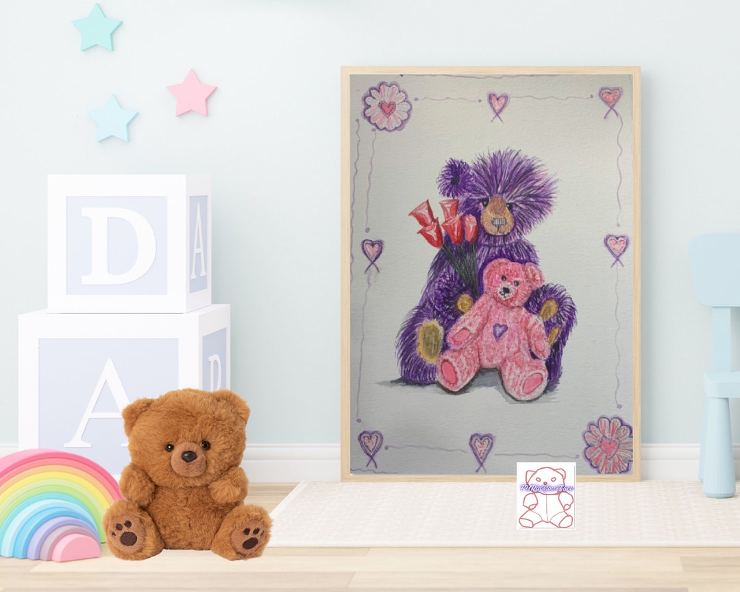 Cute Teddy Bear Digital Wall Art for Children or a Romantic - Etsy UK