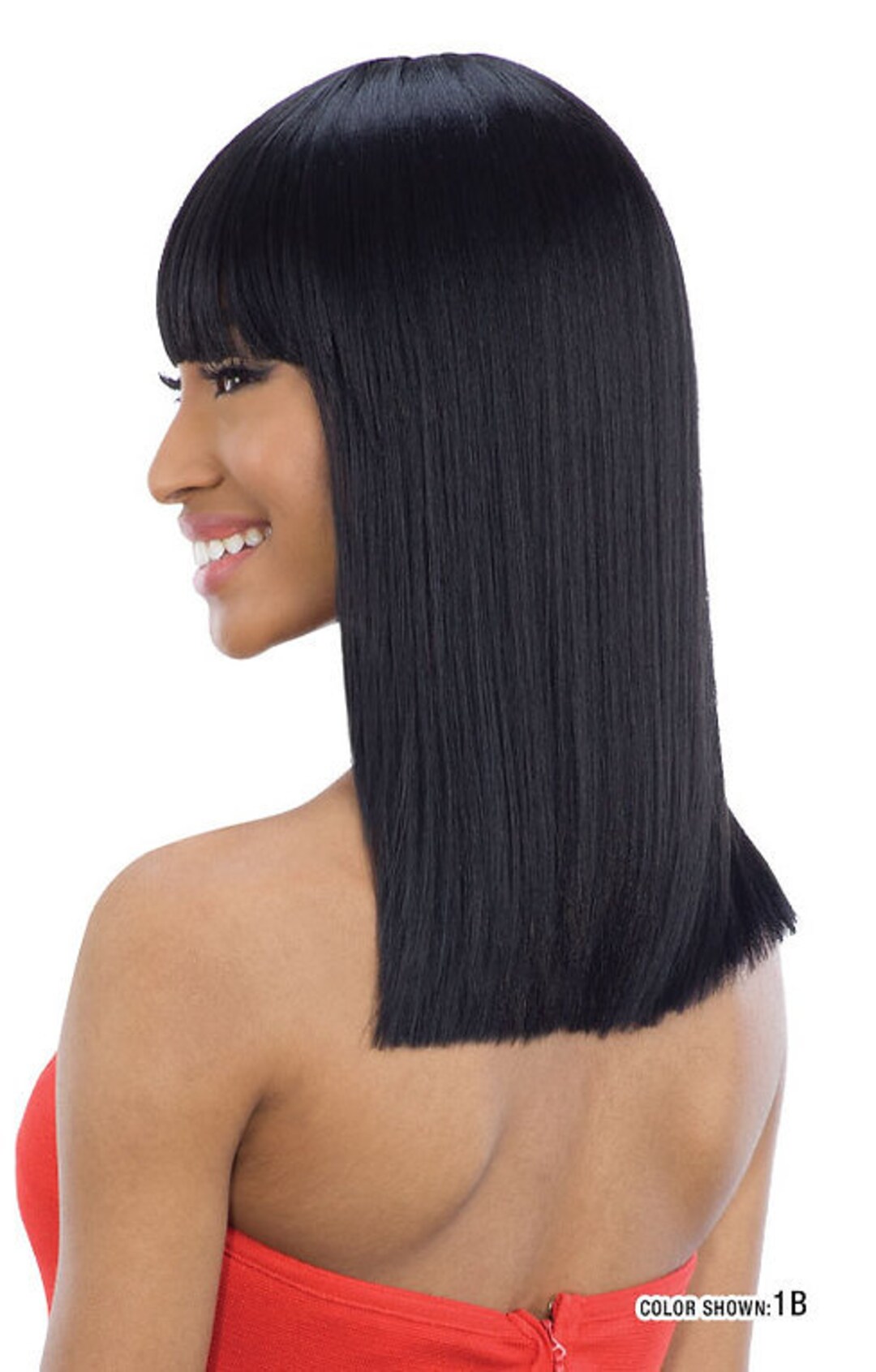 Medium Length Blunt Cut Wig With a Sleek China Bang-galaxy - Etsy