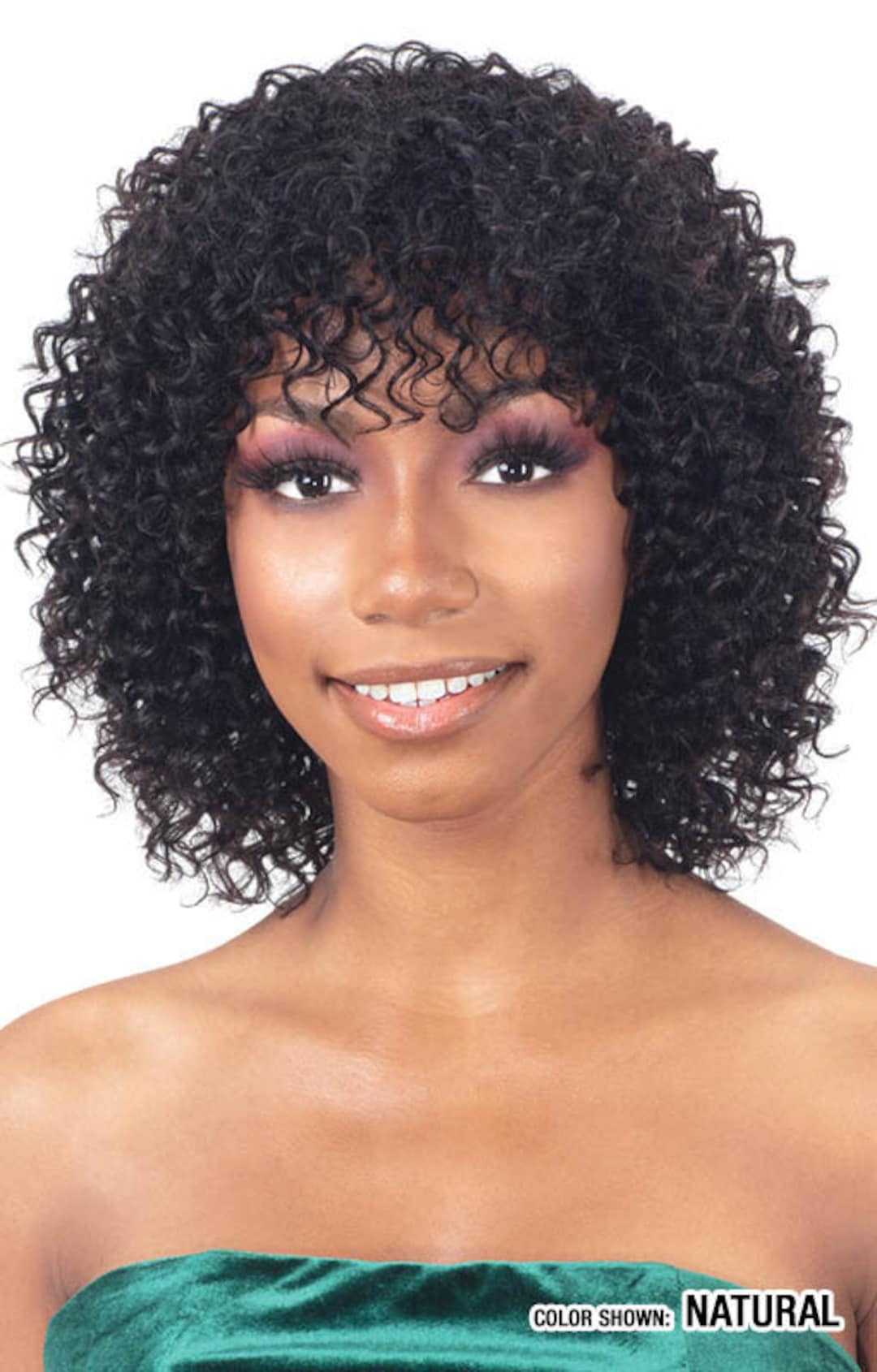 100 Human Hair Short Water Curl Style With Bangs Nixie Etsy