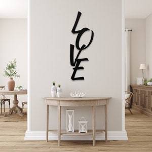 Vertical Love Sign, Metal Wall Art, Metal Word Sign, Housewarming Gift ...
