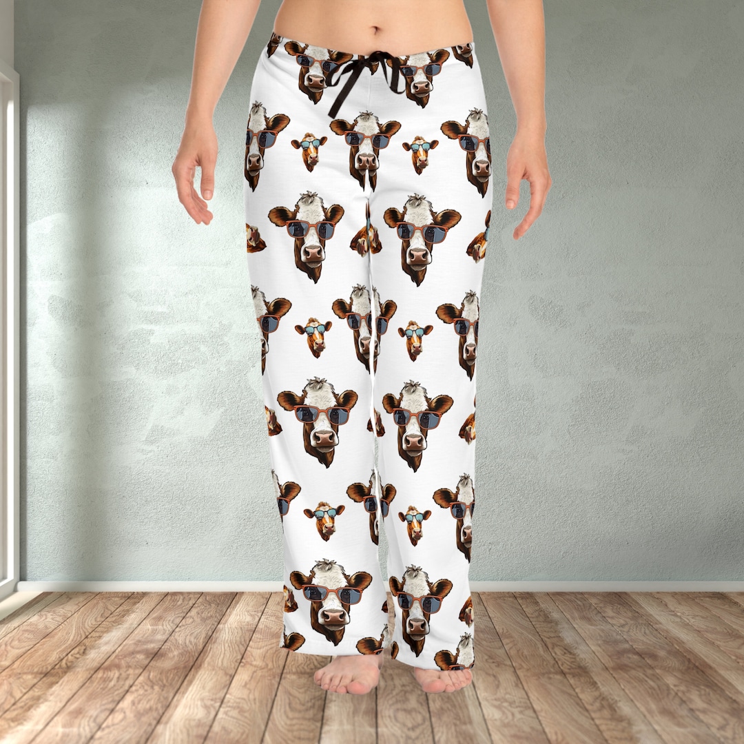 Women's Pajama Pants, Cow Print Lounge Pants, Cute Cow Pajamas Bottoms ...