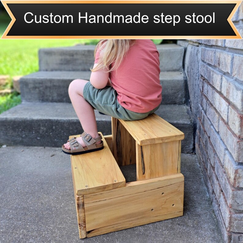 Customized Wood Step Stool, Handmade Kitchen Stool, Personalized Step ...