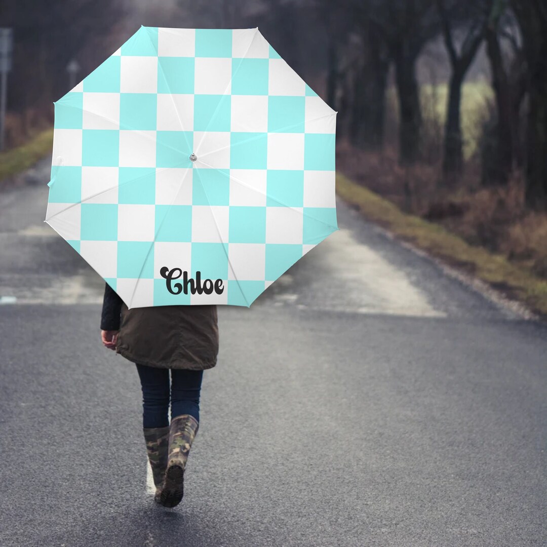 Personalized Child's Umbrella, Custom Name Kids Umbrella, Checkers ...