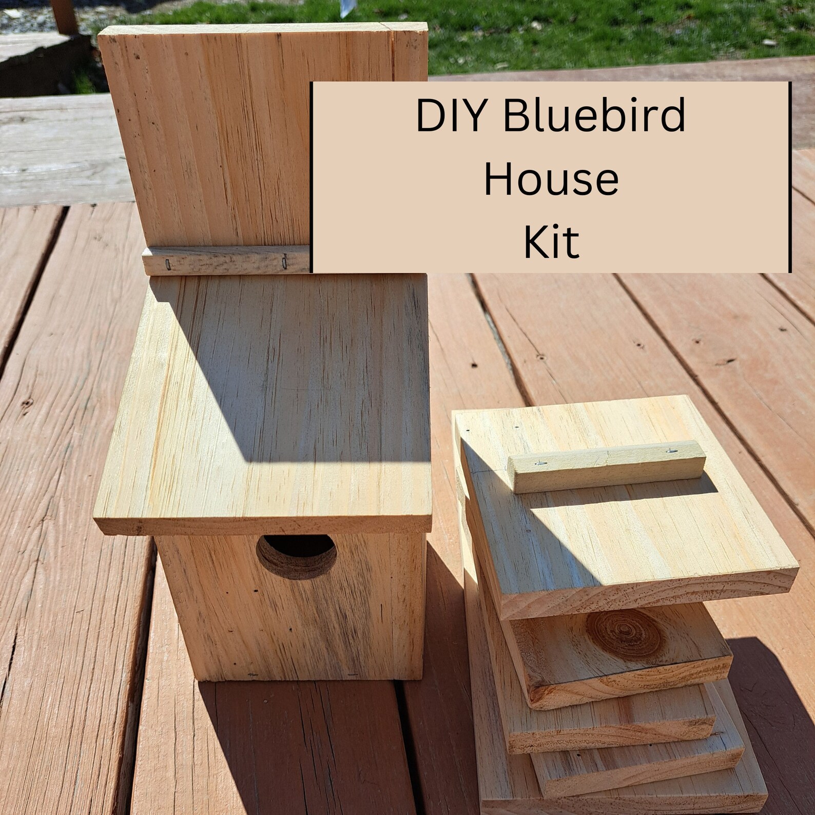 Bluebird House Kit, Unfinished Simple Birdhouse, Handcrafted Hanging ...
