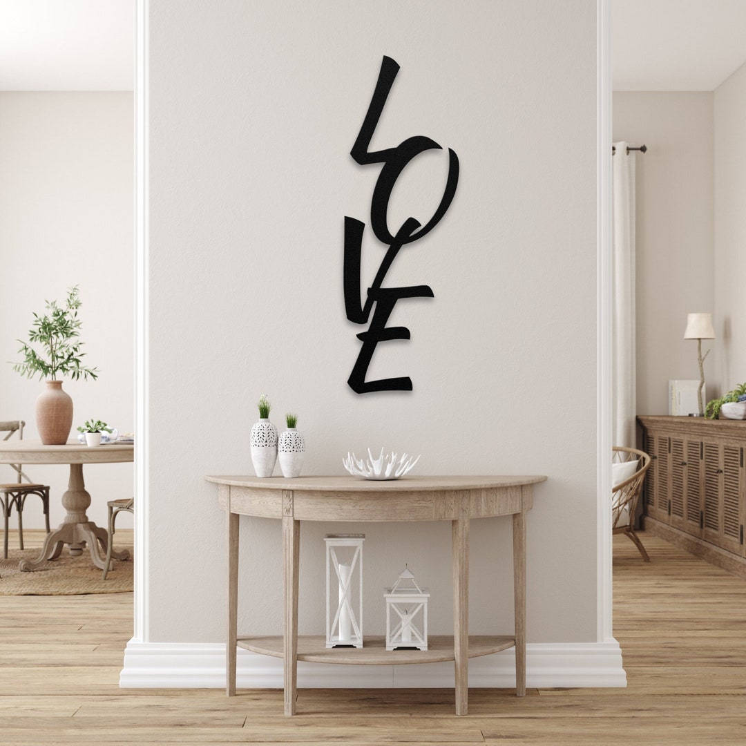 Vertical Love Sign, Metal Wall Art, Metal Word Sign, Housewarming Gift ...