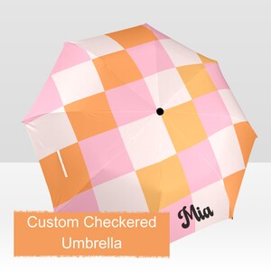 Personalized Child's Umbrella, Custom Name Kids Umbrella, Checkers ...
