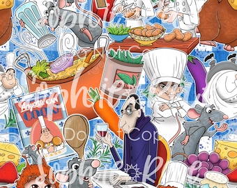Tiny Chef Ratatouille Seamless Pattern Jpg File and Coordinate - Etsy