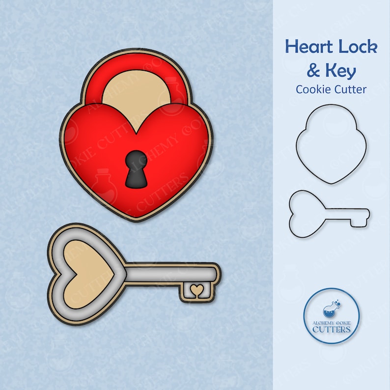 Heart Lock and Key Cookie Cutter Set - Valentines Cookies - Etsy