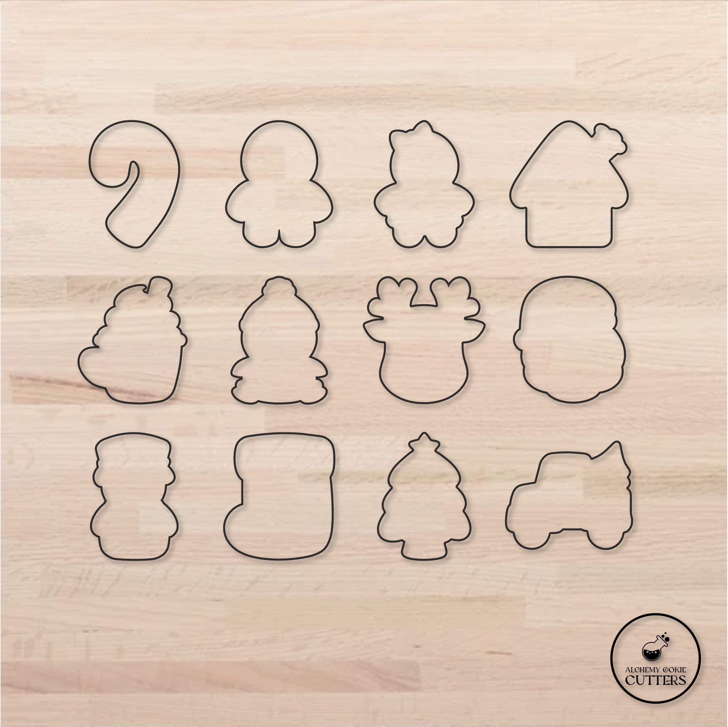 Christmas Cookie Cutters Set of 12 - Winter / Christmas Themed Cookies ...