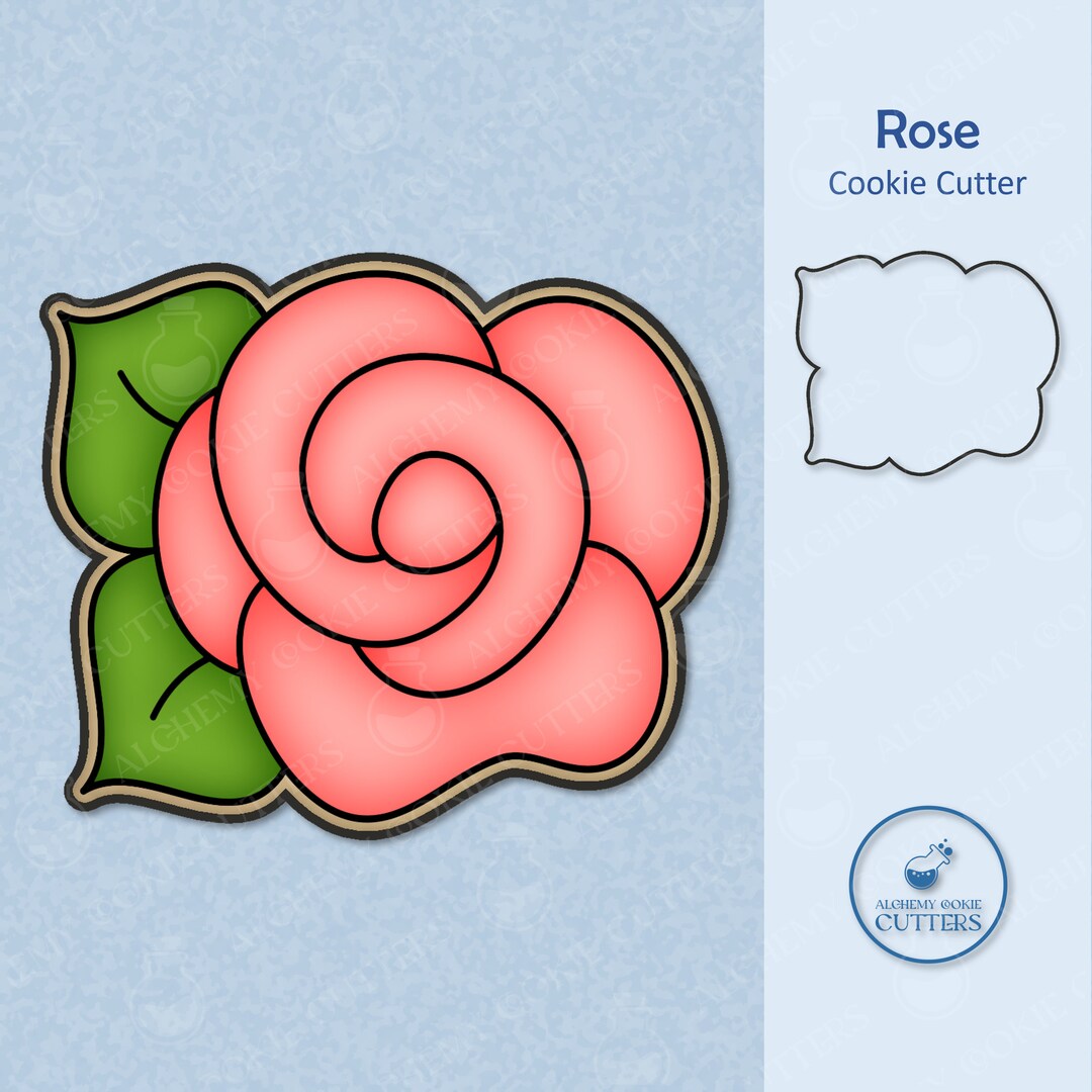 Rose Cookie Cutter - Pink Rose - Valentines Cookie - Etsy