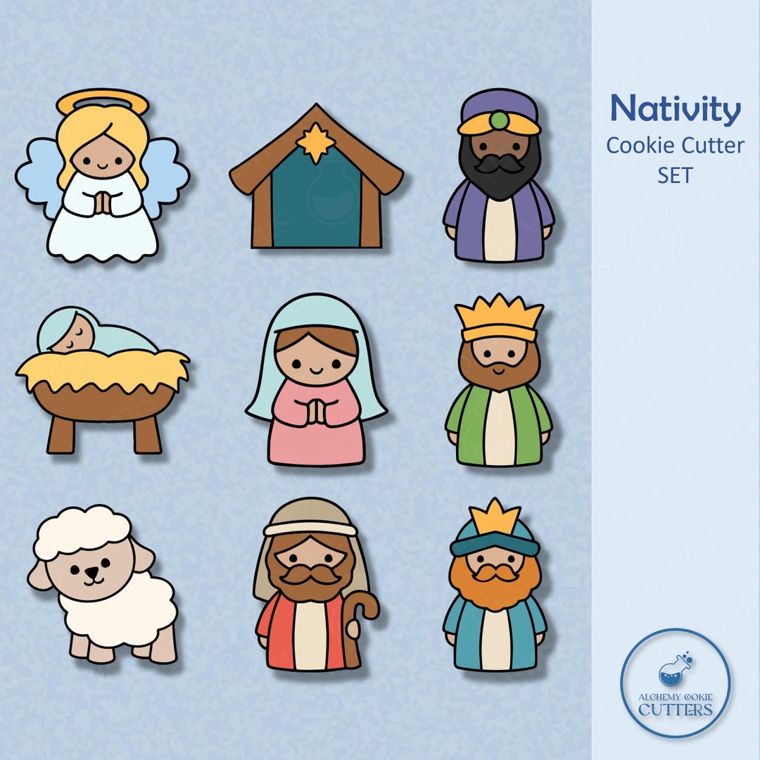 Nativity Scene Cookie Cutters Set of 9 - Winter / Christmas Themed ...