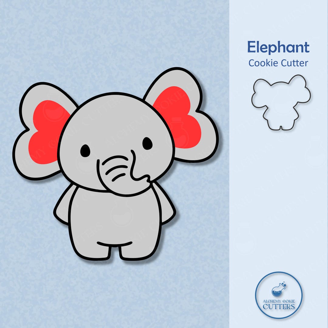 Elephant Cookie Cutter - Cute Animal / Valentine Cookie Cutters - Etsy
