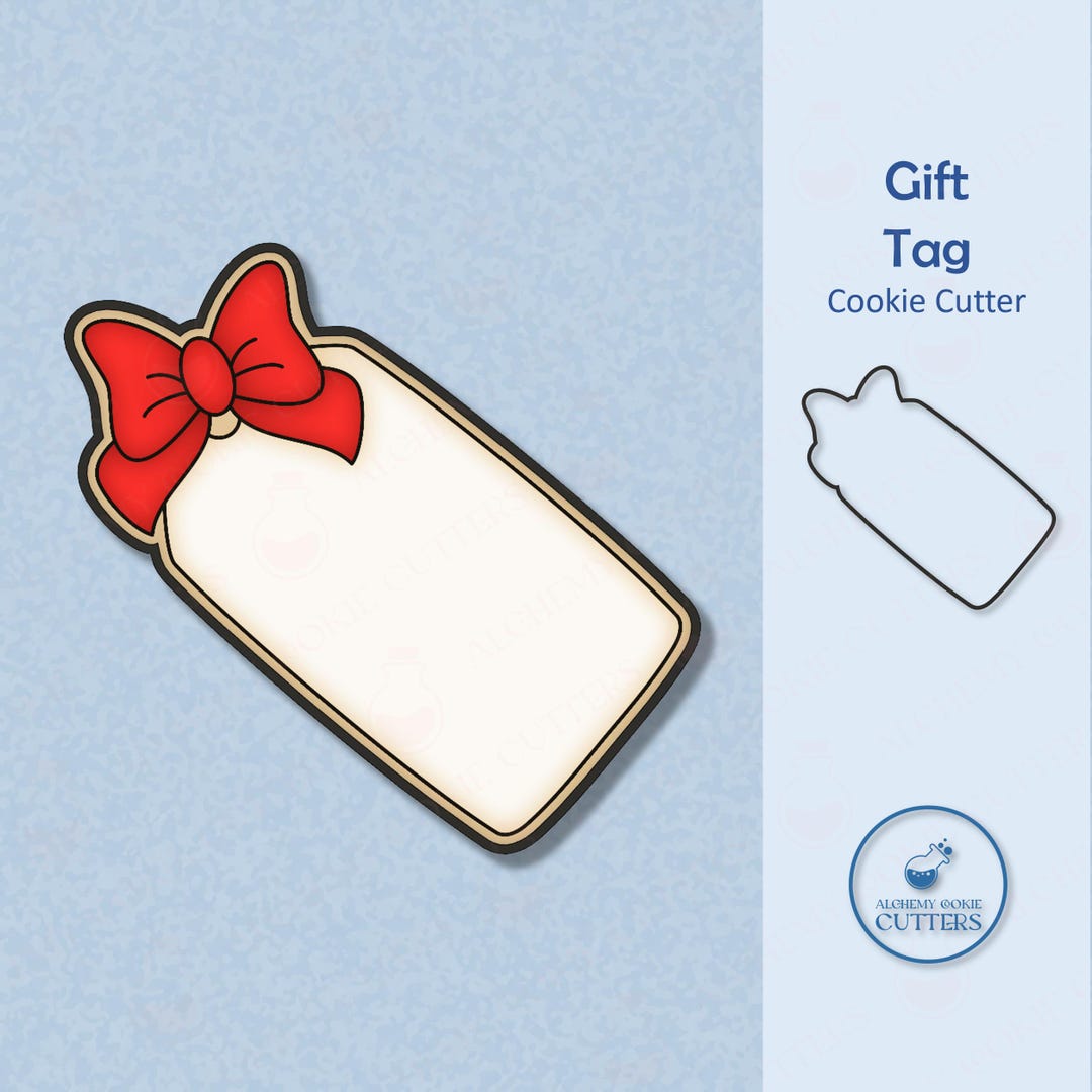 Gift Tag With Bow Cookie Cutter: Christmas Baking - Etsy