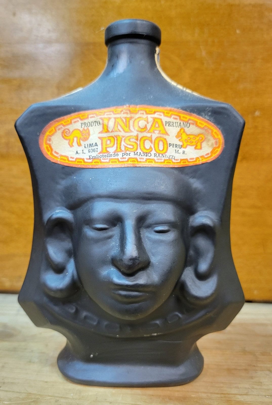 Vintage Inca Pisco Black Glass Liquor Bottle. 7X4X2 Inches Smiling Inca ...