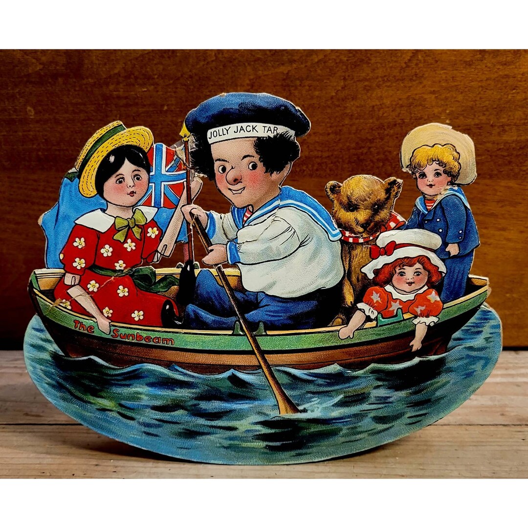 Victorian Paper Rocking Toy-the Bonnie Boatload-raphael Tuck-ephemra ...