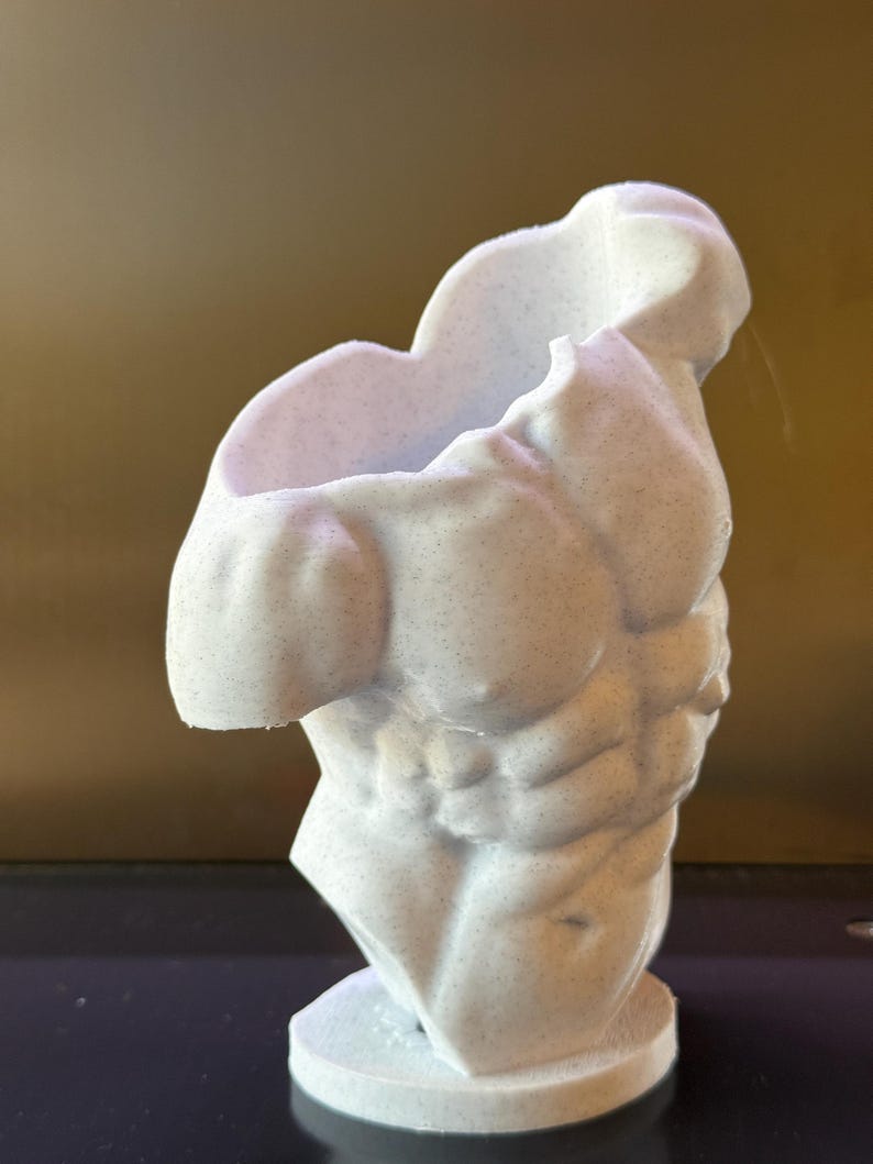 Greek Male Torso Vase | 3D Printed Stone Texture PLA Planter - Etsy
