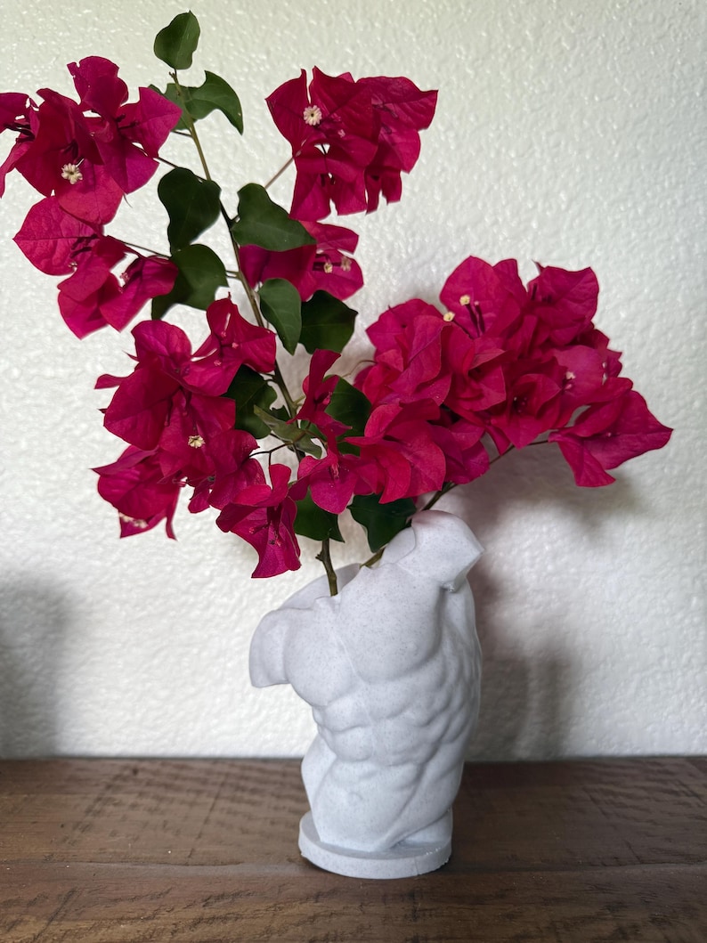 Greek Male Torso Vase | 3D Printed Stone Texture PLA Planter - Etsy