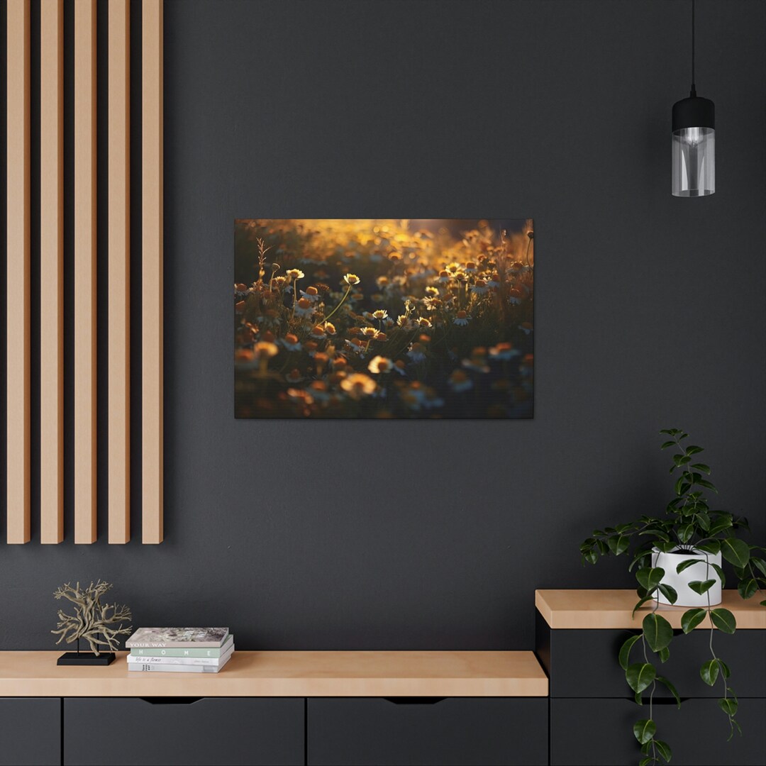 Wildflower Field 24x36 Canvas Art Print Sunset Wall Decor Canvas Spring ...